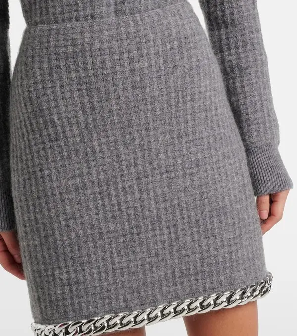 Tory Burch Chain-detail Waffle-knit Wool-blend Miniskirt