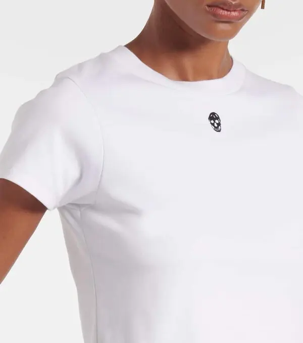 Alexander McQueen Skull Cropped Cotton T-shirt