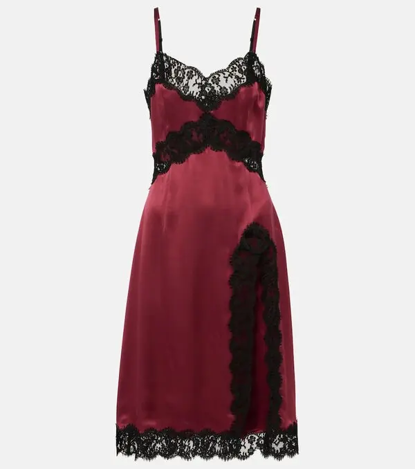 Dolce & Gabbana Silk And Cotton-blend Midi Dress - Red