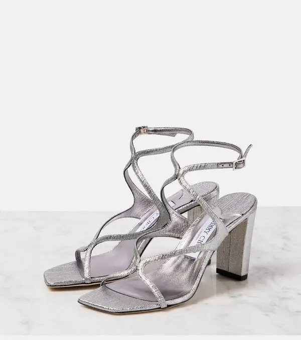JIMMY CHOO Azie 85 Metallic Leather Sandals