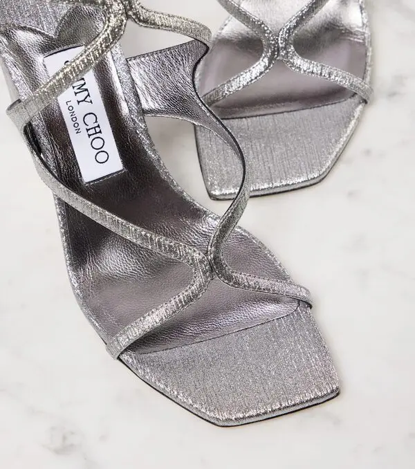 JIMMY CHOO Azie 85 Metallic Leather Sandals