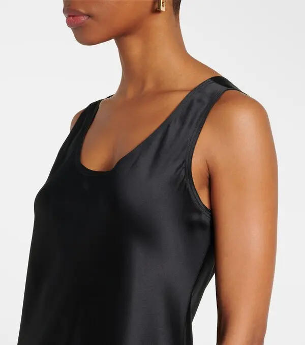Max Mara Banjo Silk Satin Midi Dress - Black