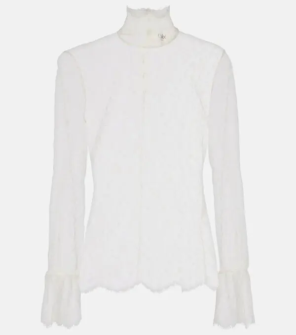 Chloé Sheer Floral Lace Blouse