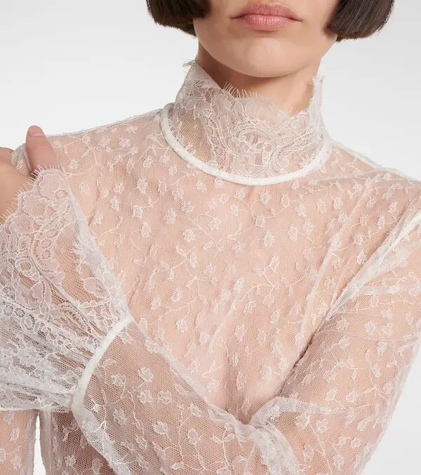 Chloé Sheer Floral Lace Blouse