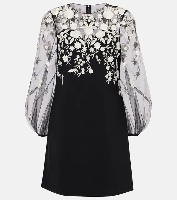 Carolina Herrera Embroidered Minidress - Black