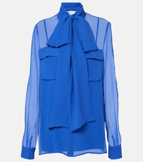 Costarellos Silk Georgette Blouse - Blue