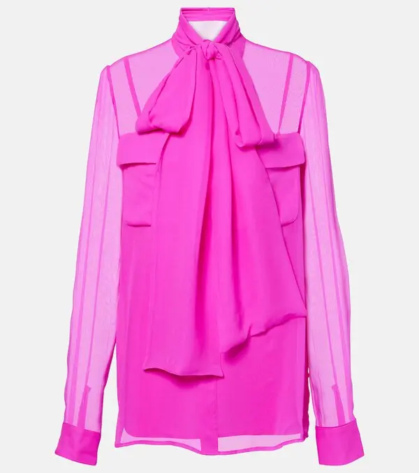 Costarellos Silk Georgette Blouse - Pink