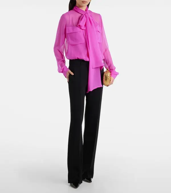 Costarellos Silk Georgette Blouse - Pink