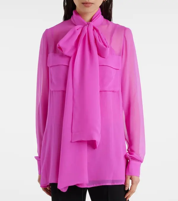 Costarellos Silk Georgette Blouse - Pink