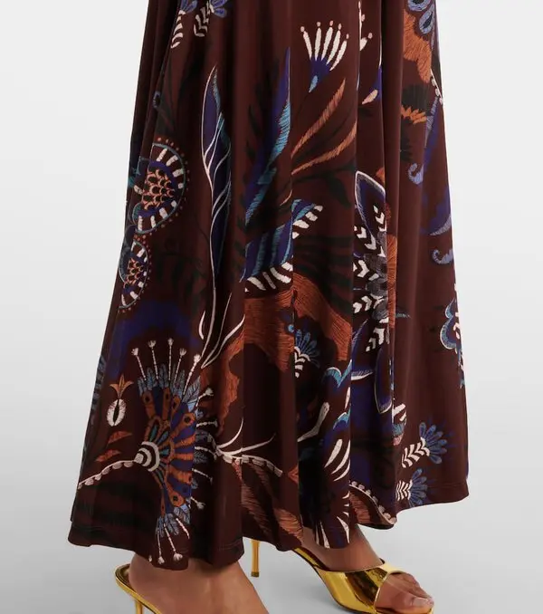 farm rio brown dotted horses maxi dress Chocolate Organic Peace Silk Midi Slip Dress