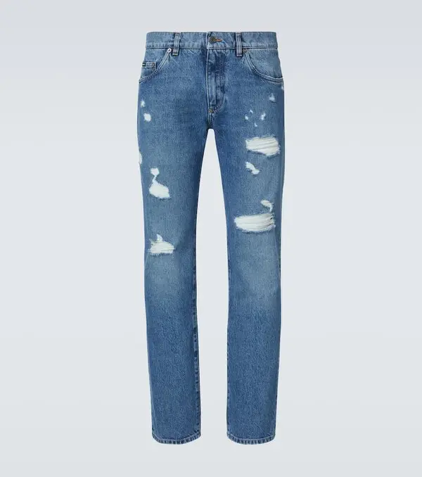 Dolce & Gabbana Straight Leg Distressed Jeans