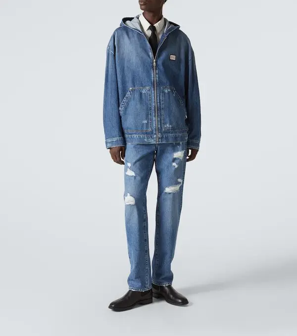 Dolce & Gabbana Straight Leg Distressed Jeans - Blue