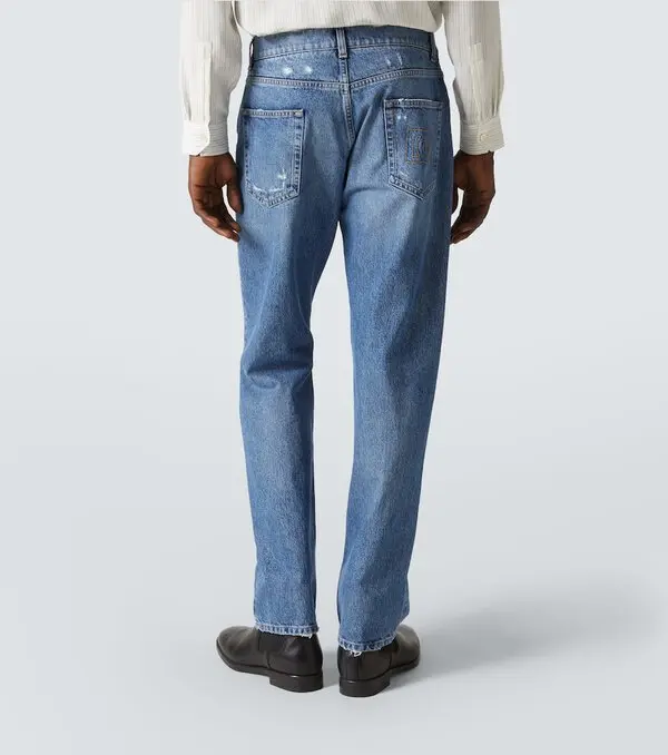 Dolce & Gabbana Straight Leg Distressed Jeans - Blue