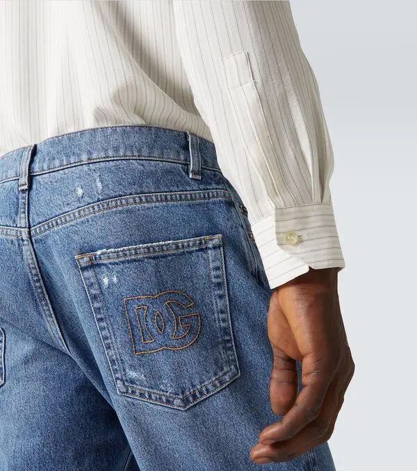 Dolce & Gabbana Straight Leg Distressed Jeans - Blue