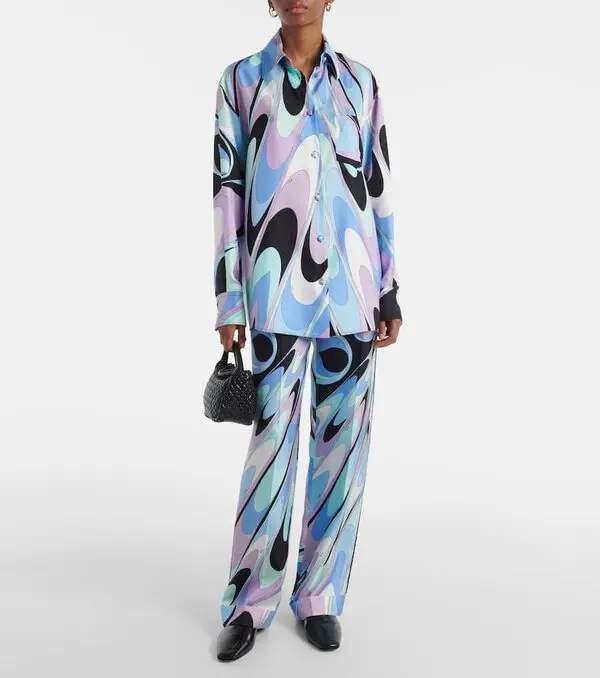 Emilio Pucci Printed Silk Twill Pajama Shirt