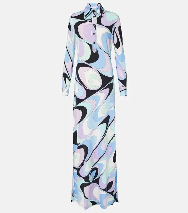 Emilio Pucci Vivara Printed Maxi Dress - Blue
