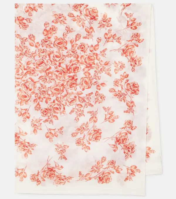 Magda Butrym Floral Printed Cotton And Silk Scarf - Pink