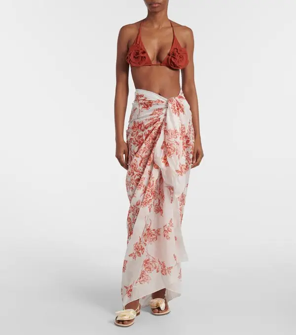 Magda Butrym Floral Printed Cotton And Silk Scarf