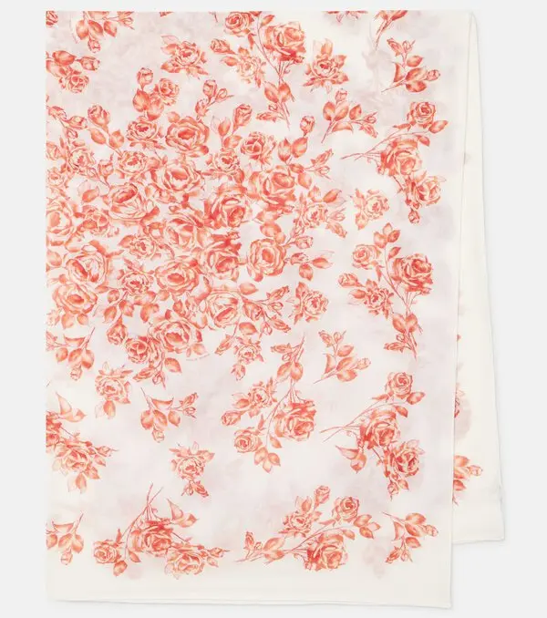 Magda Butrym Floral Printed Cotton And Silk Scarf - Pink