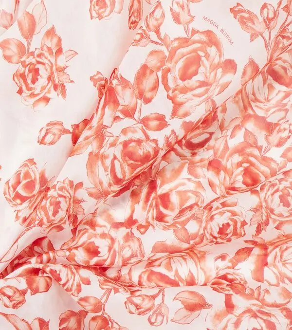 Magda Butrym Floral Printed Cotton And Silk Scarf - Pink