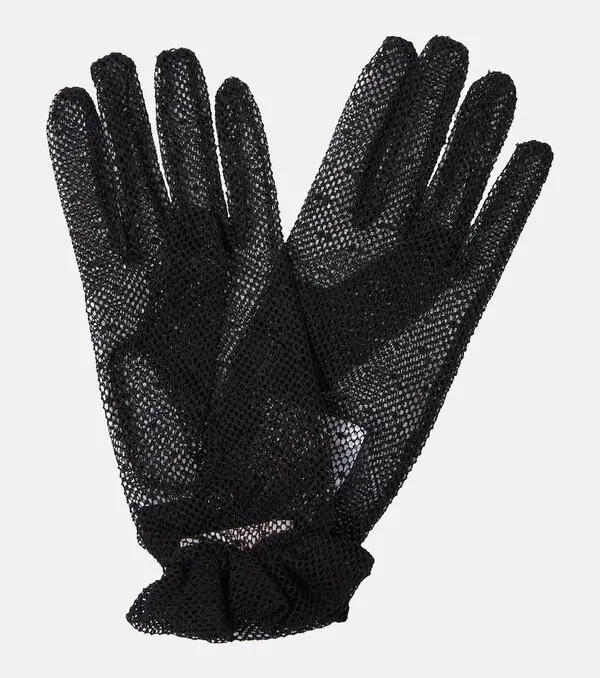 Valentino Garavani Vlogo Signature Tulle Gloves - Black