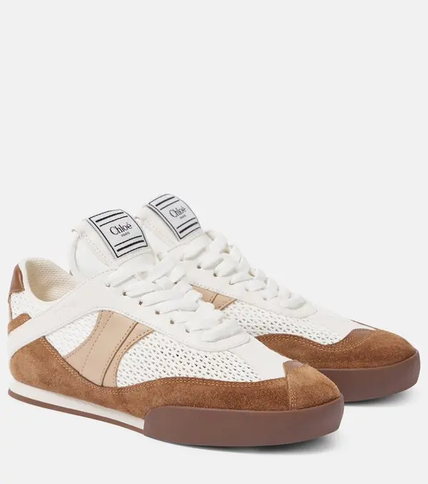 Chloé Kick Suede And Leather-trimmed Sneakers - Brown