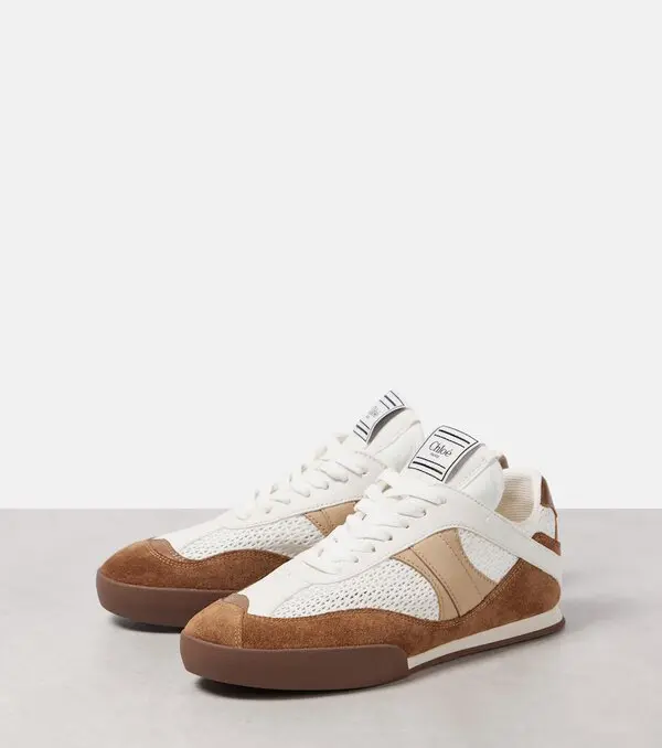 Chloé Kick Suede And Leather-trimmed Sneakers - Brown