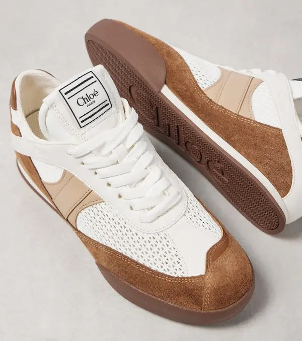 Chloé Kick Suede And Leather-trimmed Sneakers - Brown