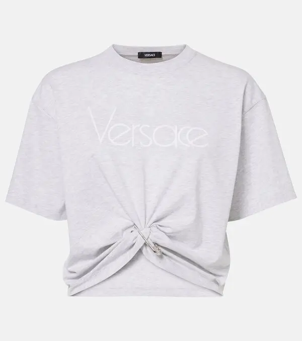Versace 1978 Re-edition Logo Crop Top - Grey