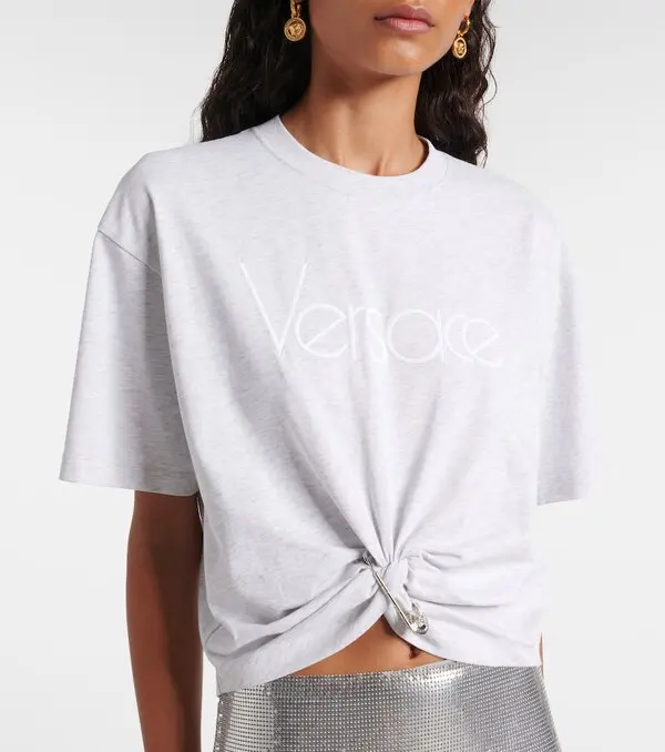 Versace 1978 Re-edition Logo Crop Top - Grey