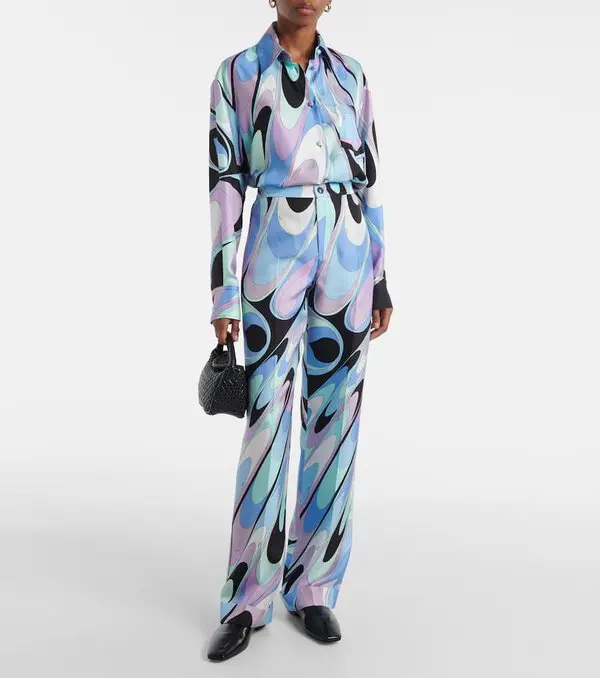 Emilio Pucci Printed Silk Twill Wide-leg Pants