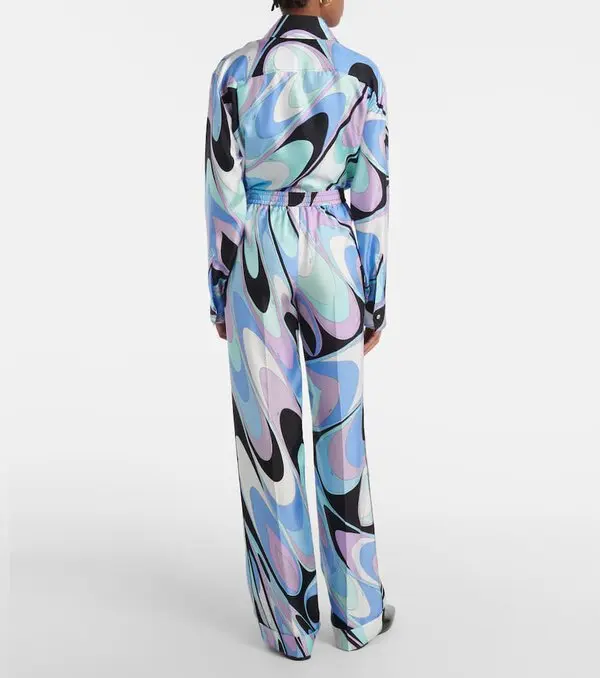 Emilio Pucci Printed Silk Twill Wide-leg Pants