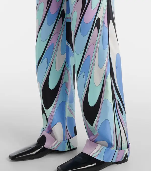 Emilio Pucci Printed Silk Twill Wide-leg Pants