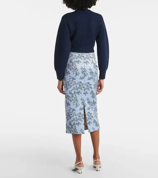 EMILIA WICKSTEAD Albert Cropped Wool Cardigan - Blue
