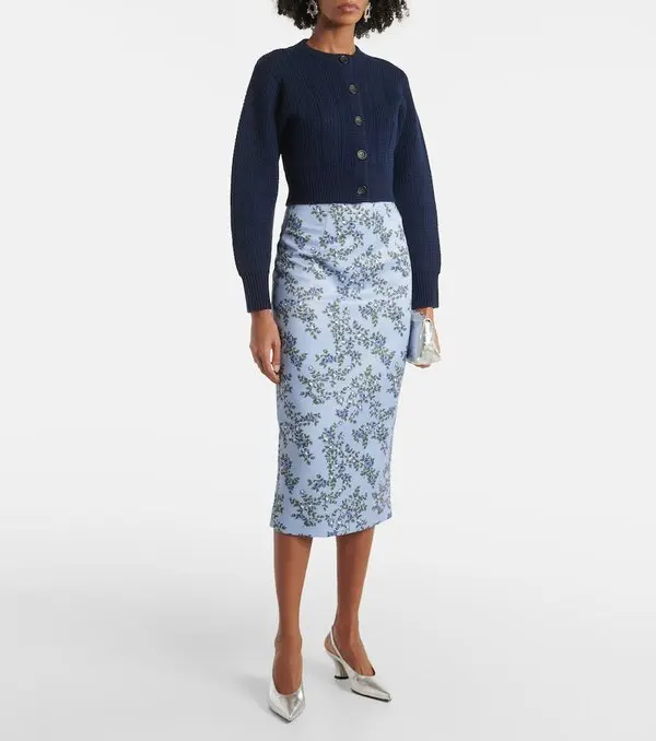 EMILIA WICKSTEAD Albert Cropped Wool Cardigan - Blue