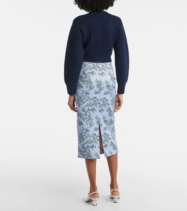 EMILIA WICKSTEAD Albert Cropped Wool Cardigan - Blue