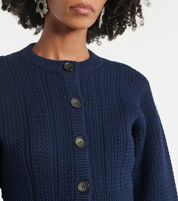 EMILIA WICKSTEAD Albert Cropped Wool Cardigan - Blue
