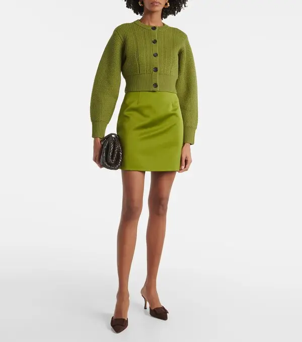 EMILIA WICKSTEAD Albert Cropped Wool Cardigan - Green