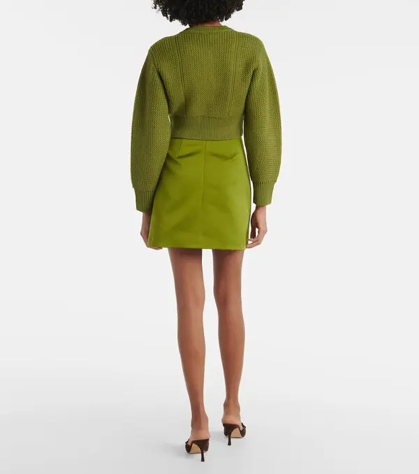 EMILIA WICKSTEAD Albert Cropped Wool Cardigan - Green