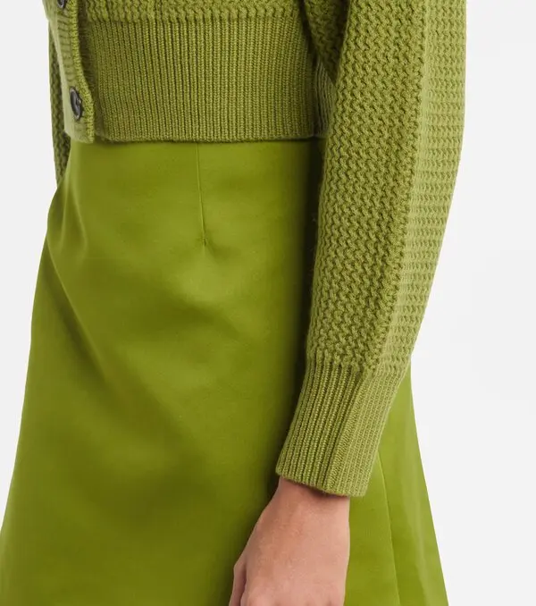 EMILIA WICKSTEAD Albert Cropped Wool Cardigan - Green