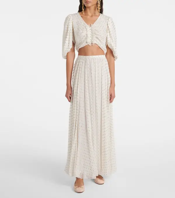 Chloé Jacquard Silk-blend Muslin Crop Top