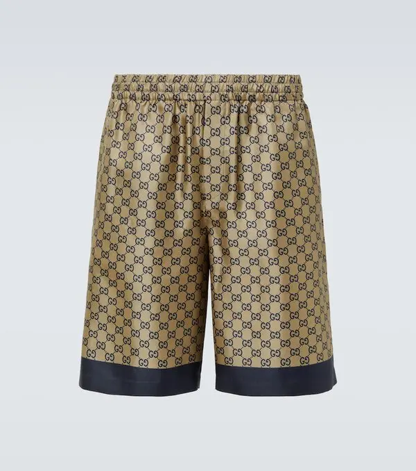 Gucci Gg Printed Silk Twill Shorts
