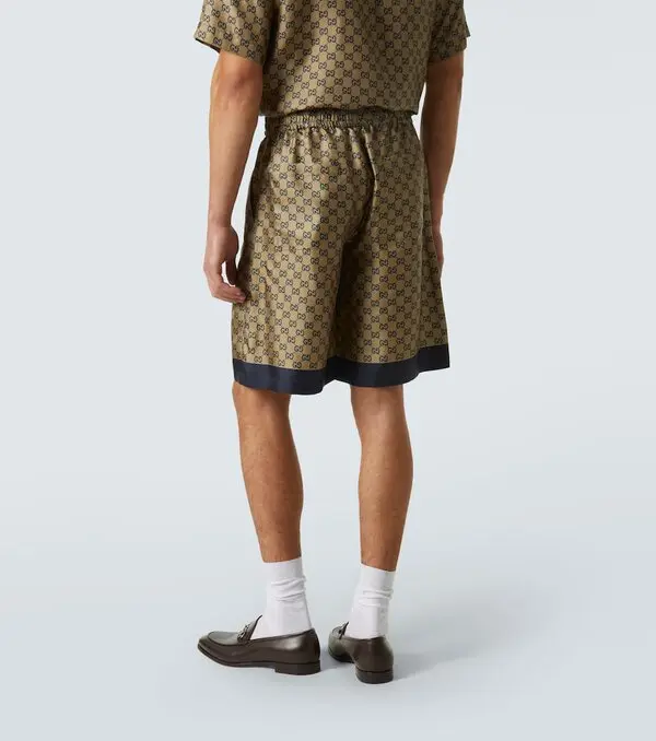 Gucci Gg Printed Silk Twill Shorts