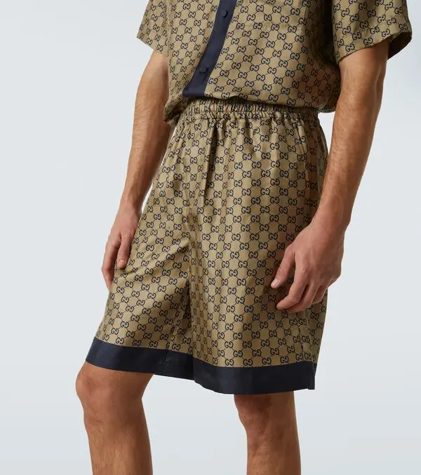 Gucci Gg Printed Silk Twill Shorts