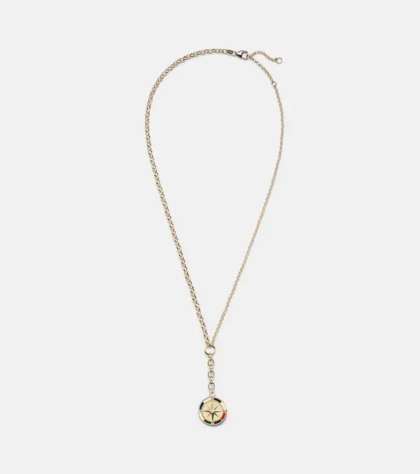 FOUNDRAE Internal Compass Necklace With Diamond And Enamel - Gold