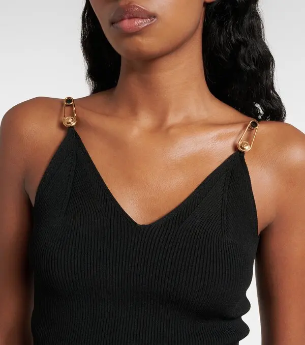 Versace Safety Pin Ribbed-knit Top