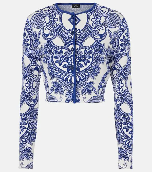 Etro Cable-knit Cropped Cardigan - Blue