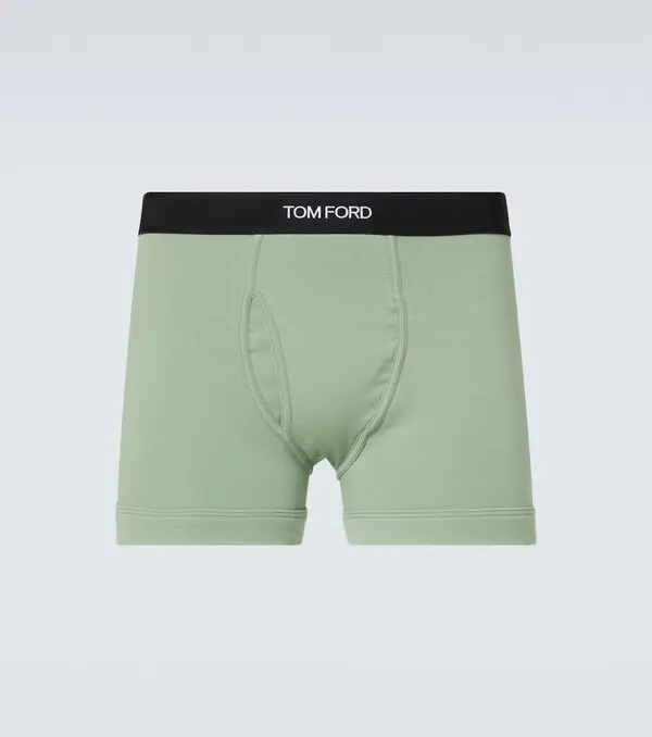 TOM FORD Cotton-blend Briefs - Green