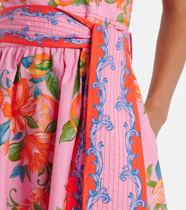 farm rio sicily printed midi dress Farm Rio Sicily Flowers Cotton Midi Dress In Multicoloured - 30% Off