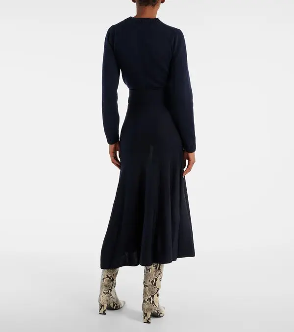 Khaite Mayu Wool Midi Skirt - Blue